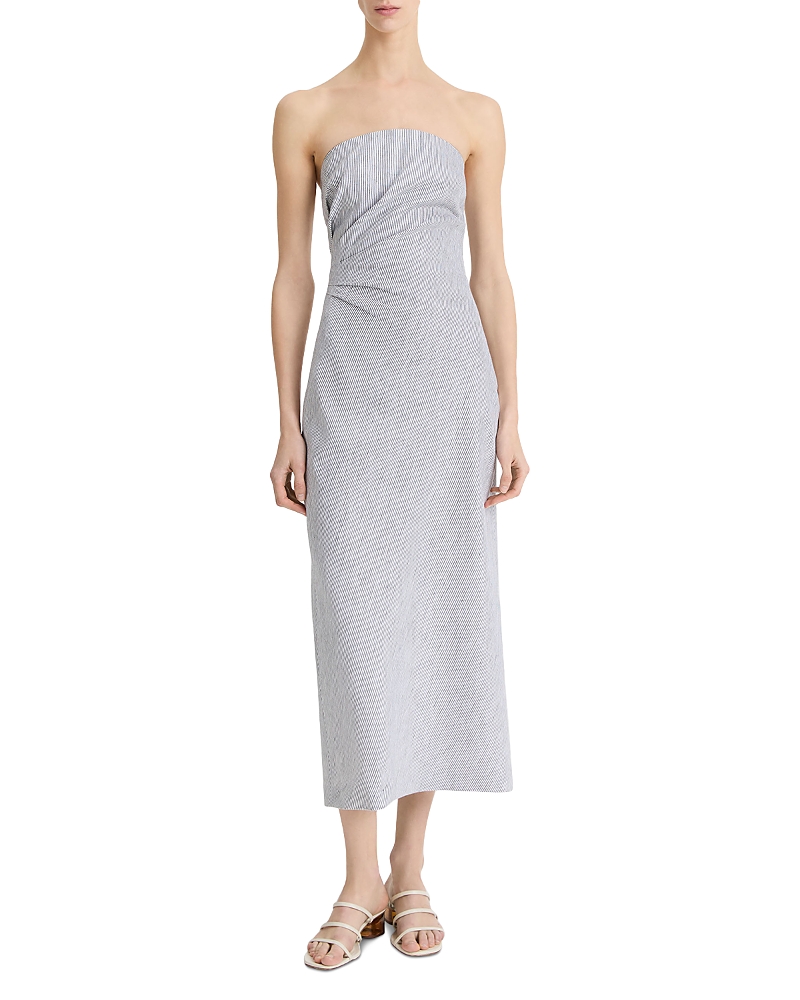 VINCE Ticking Striped Draped Dress